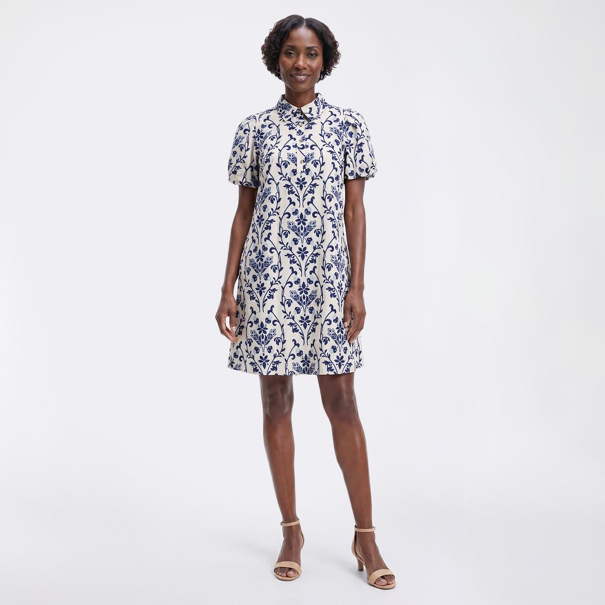 Click here for Petite MSK Short Sleeve Puff Sleeve Damask Shift D... prices